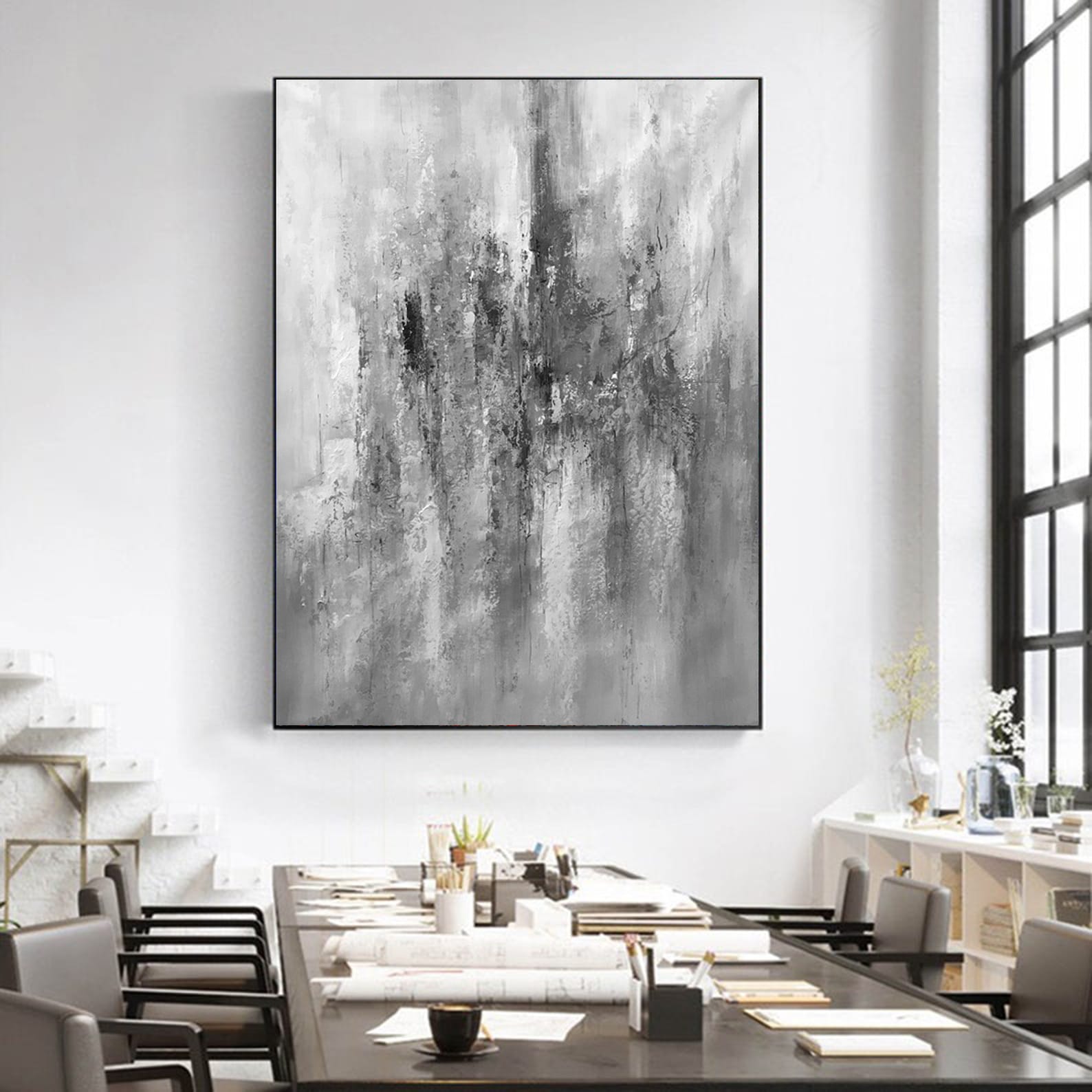 Large abstract painting original grey painting large | Etsy