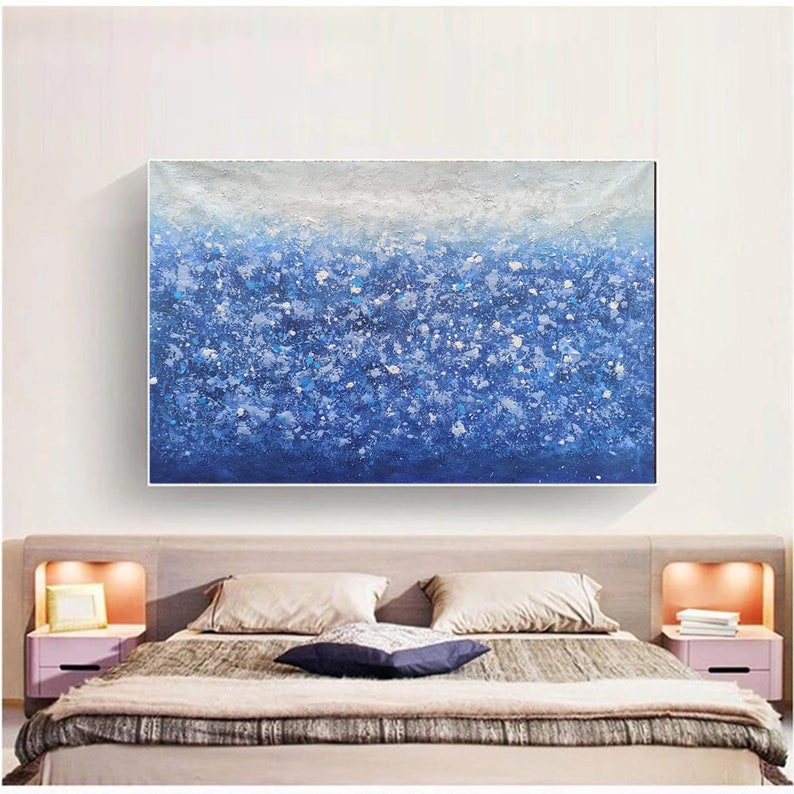 Large Canvas Wall Art, Blue Abstract Painting Original, Large Abstract ...