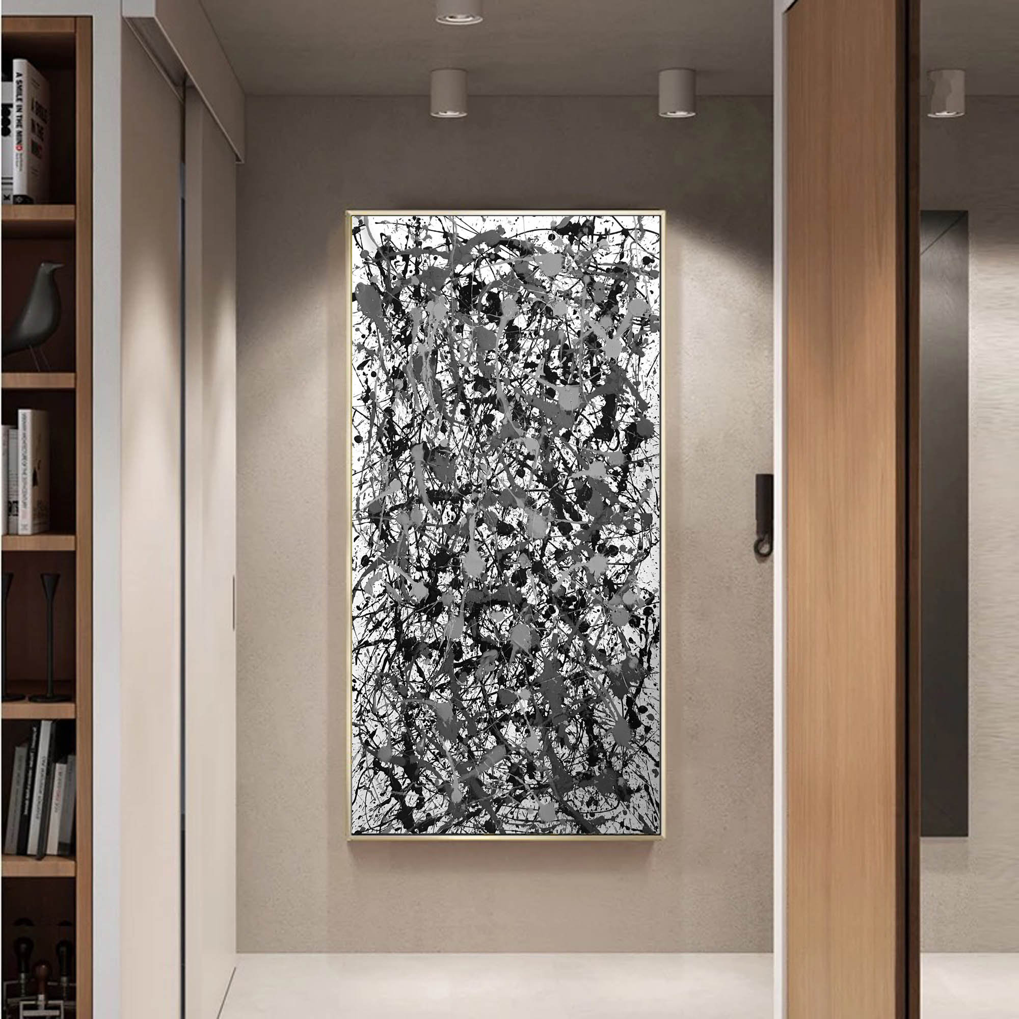 Largeacrylicpainting Grey Painting on Canvas Black and | Etsy