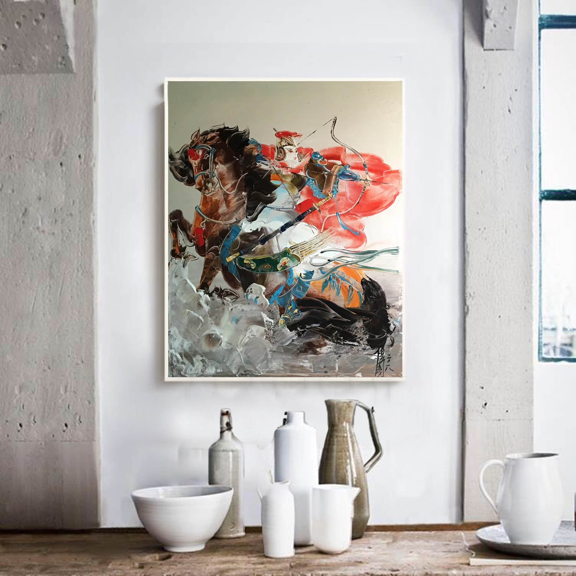 Abstract Acrylic Painting, Oversized Abstract Wall Art, Horse Painting ...