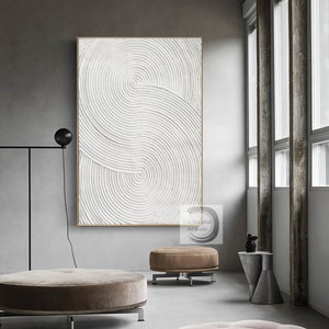 Original Abstract Painting on Canvas White 3D Textured Painting Large ...
