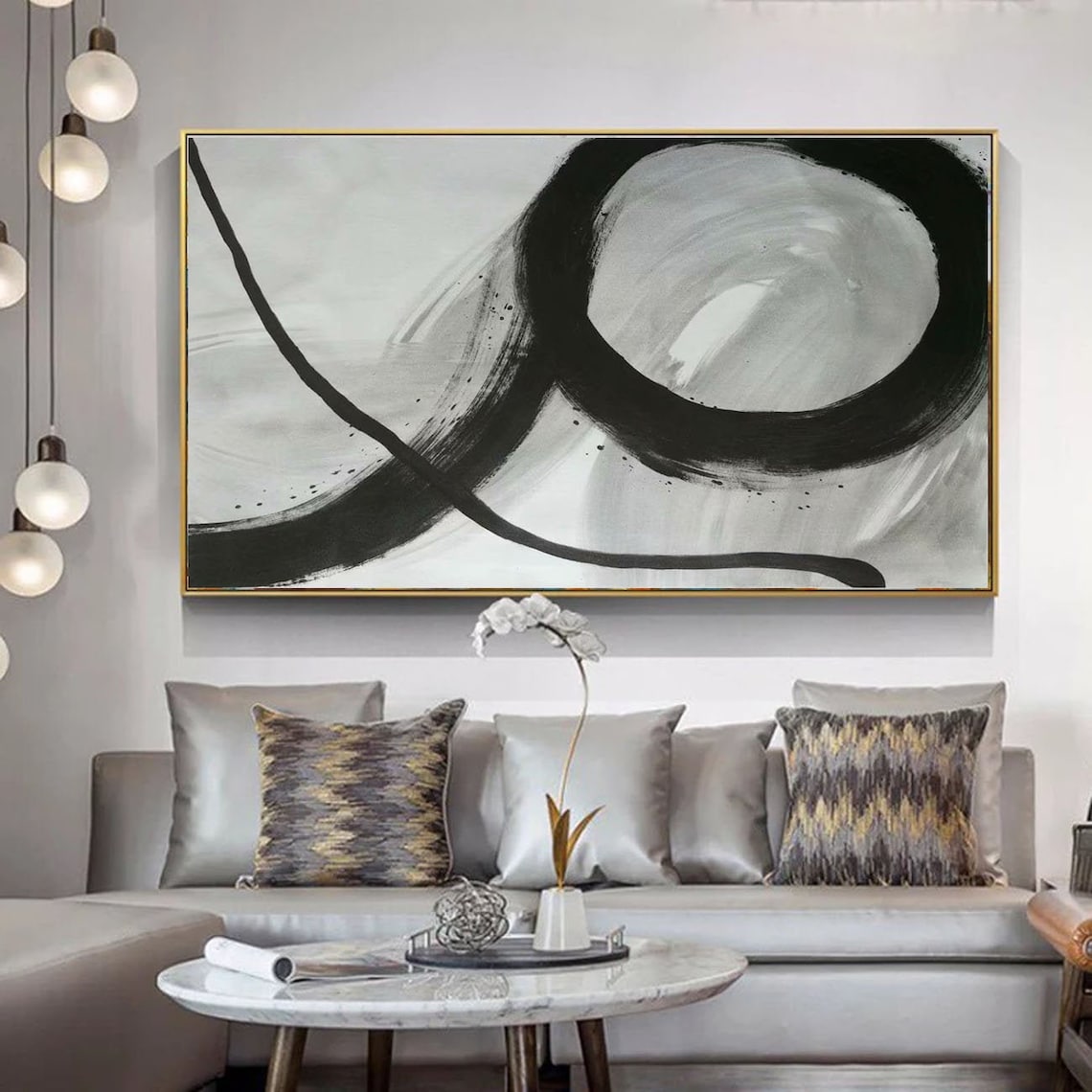 Extra Large Wall Art Black and White Abstract Painting Large - Etsy