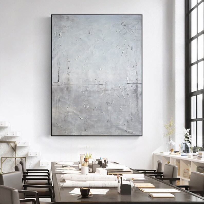 Large Canvas Wall Art Abstract Gray Painting Original | Etsy