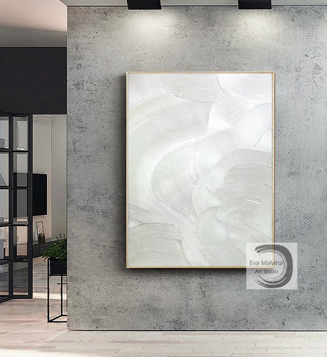White Painting Original Art Painting on Canvas Modern Abstract Painting ...