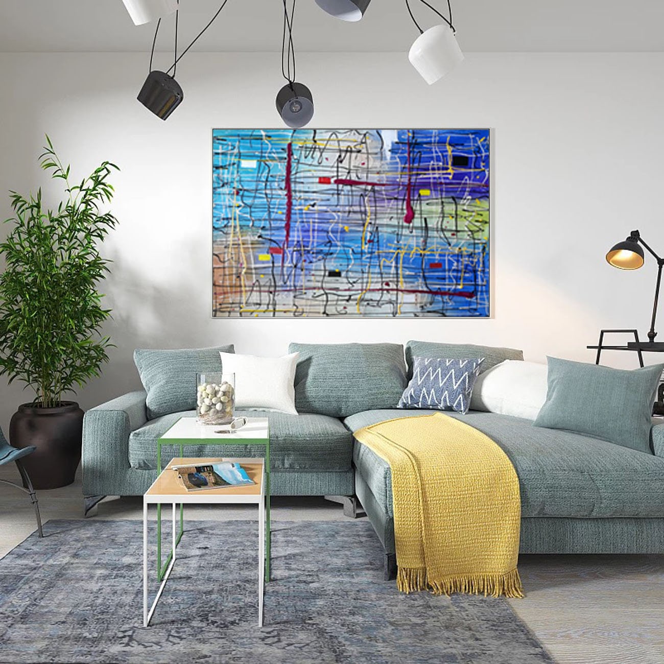 Colorful Abstract Painting, Large Painting on Canvas Original, Modern ...