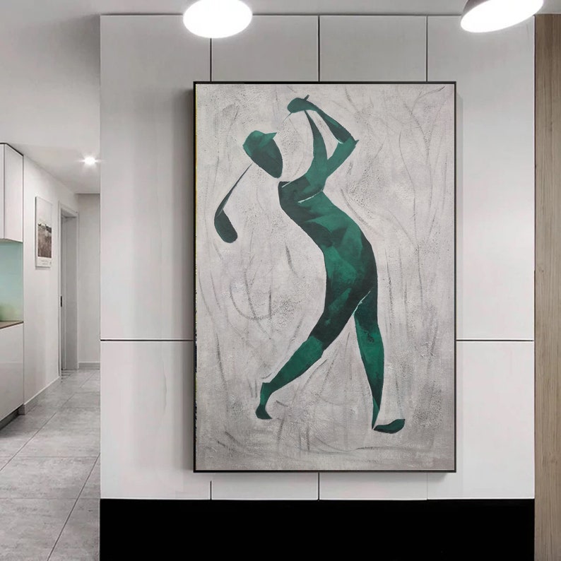 Large Canvas Wall Art, Golfer Painting on Canvas, Original Abstract Oil ...