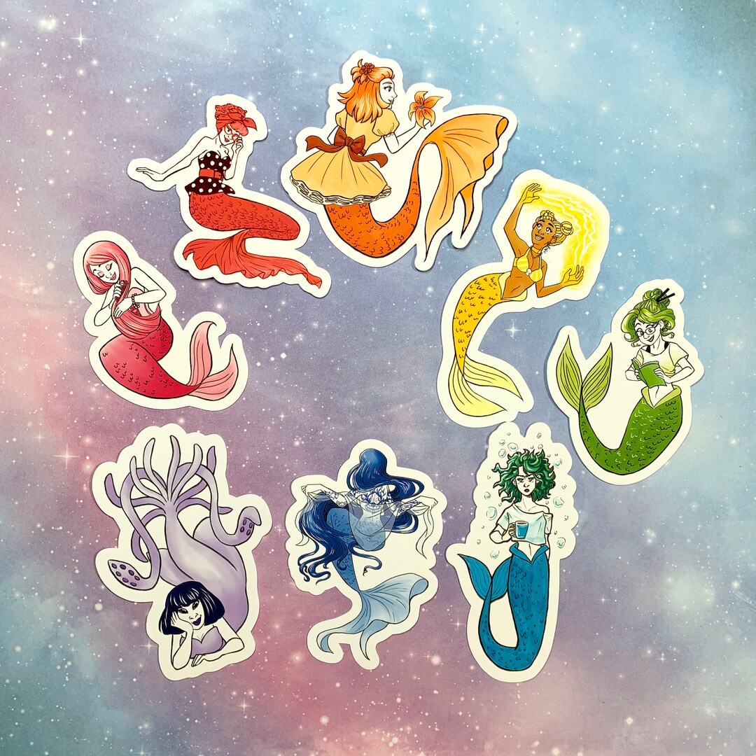 Rainbow Mermaid Girl Stickers Weatherproof Matte Vinyl Stickers - Etsy