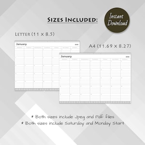 Printable Monthly Calendar 2025 | Horizontal / Landscape | Lined and ...