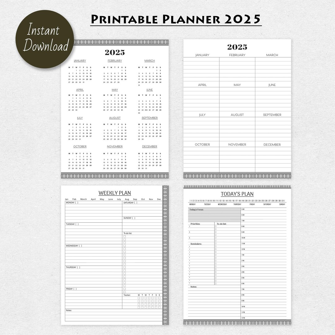 Printable Monthly Planner 2025 | Vertical / Potrait | Lined | Monday ...