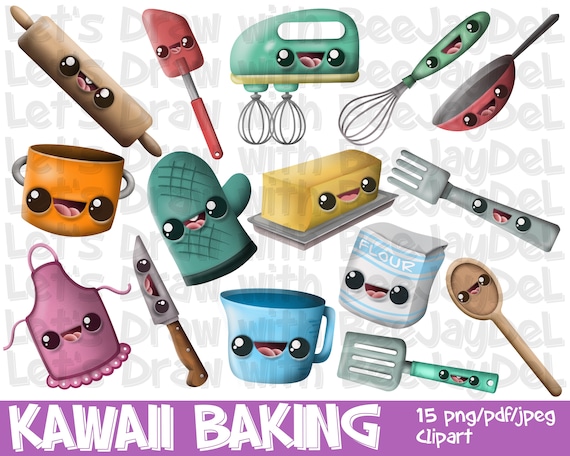 Kawaii Baking Clipart Full Commercial Rights / PNG / JPEG / - Etsy