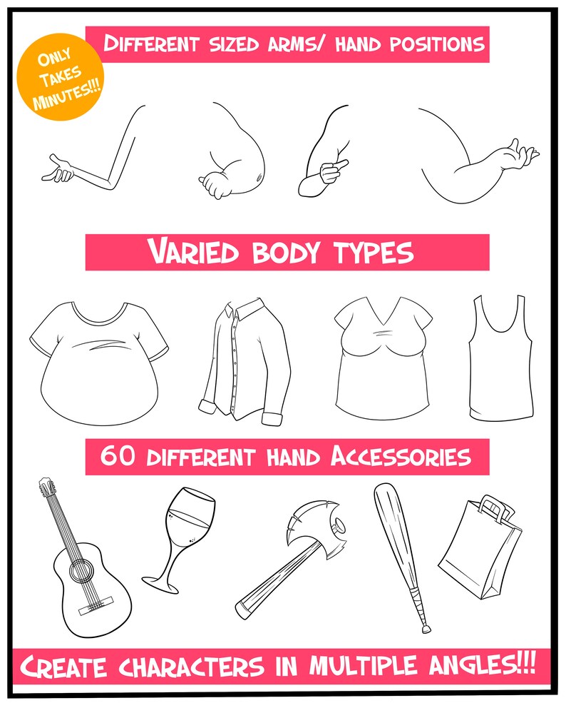 Cartoon Human Creator Pack: 900 Procreate Brushes & Photoshop Shapes - Etsy