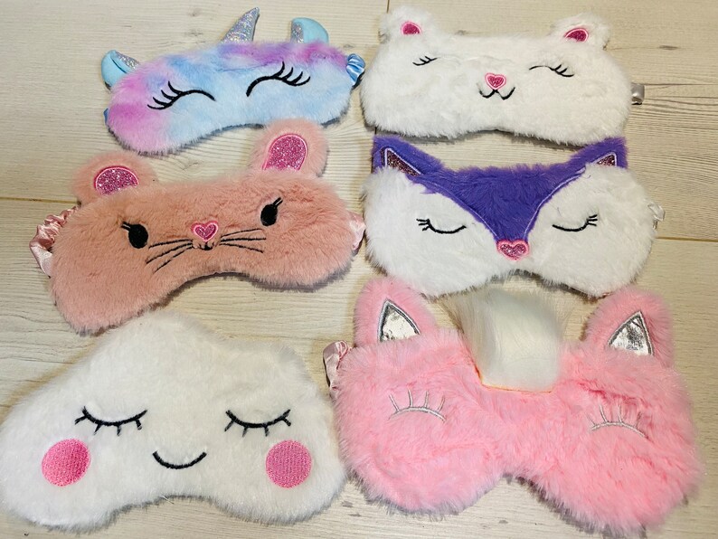 Fluffy Fleece Animal Gifts Sleep Eye Mask Girls Sleepover Masks ...