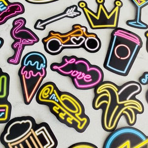 Set of 10 Neon Stickers Graffiti Scrapbook Teenage School Stationary ...