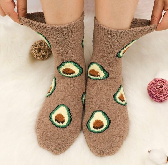 Fluffy Novelty Avocado Socks Fun Avacados Warm Womens Mens - Etsy