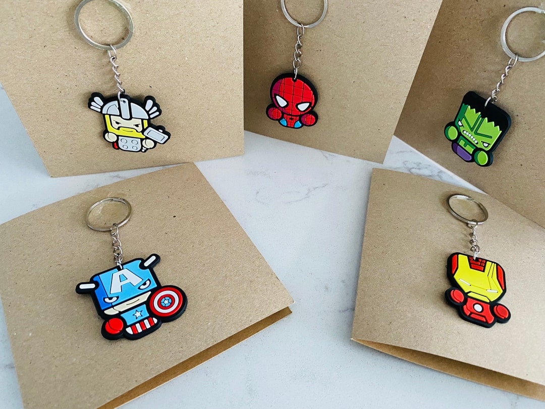 Superhero Keyring Birthday Card Recycled Kraft Cards Boys Kids Greeting ...