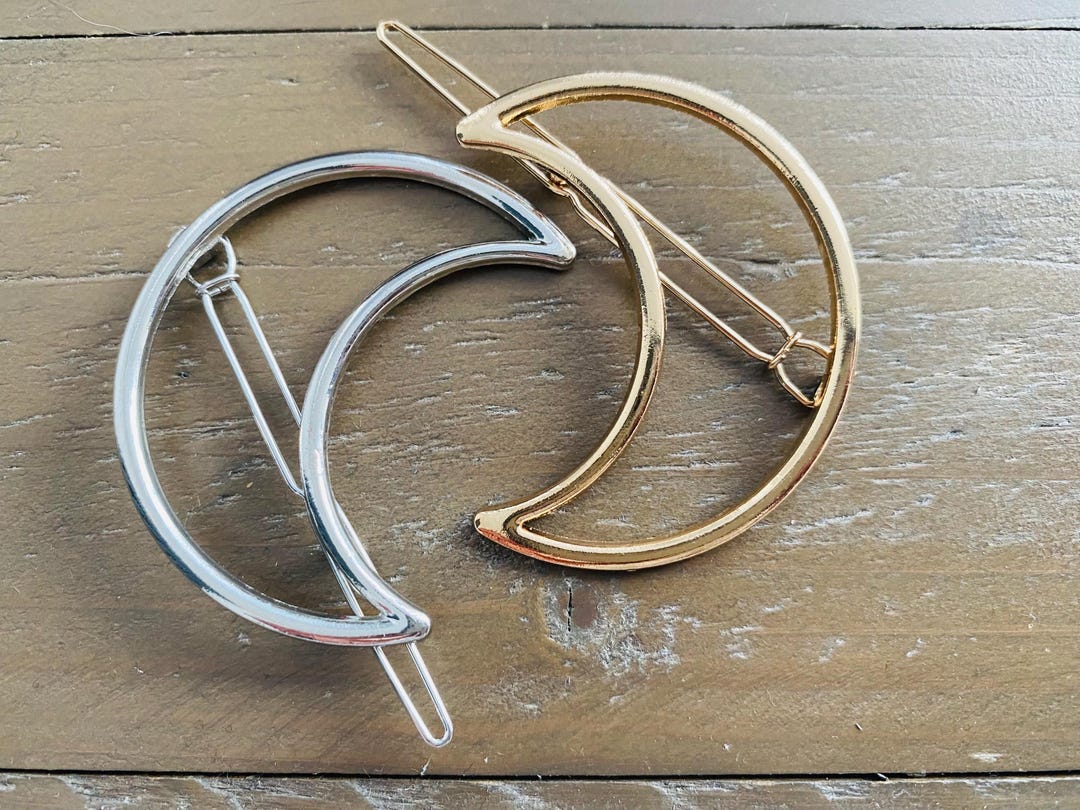 Metal Gold Silver Crescent Moon Hair Clip Hairclips Accessories Womens ...
