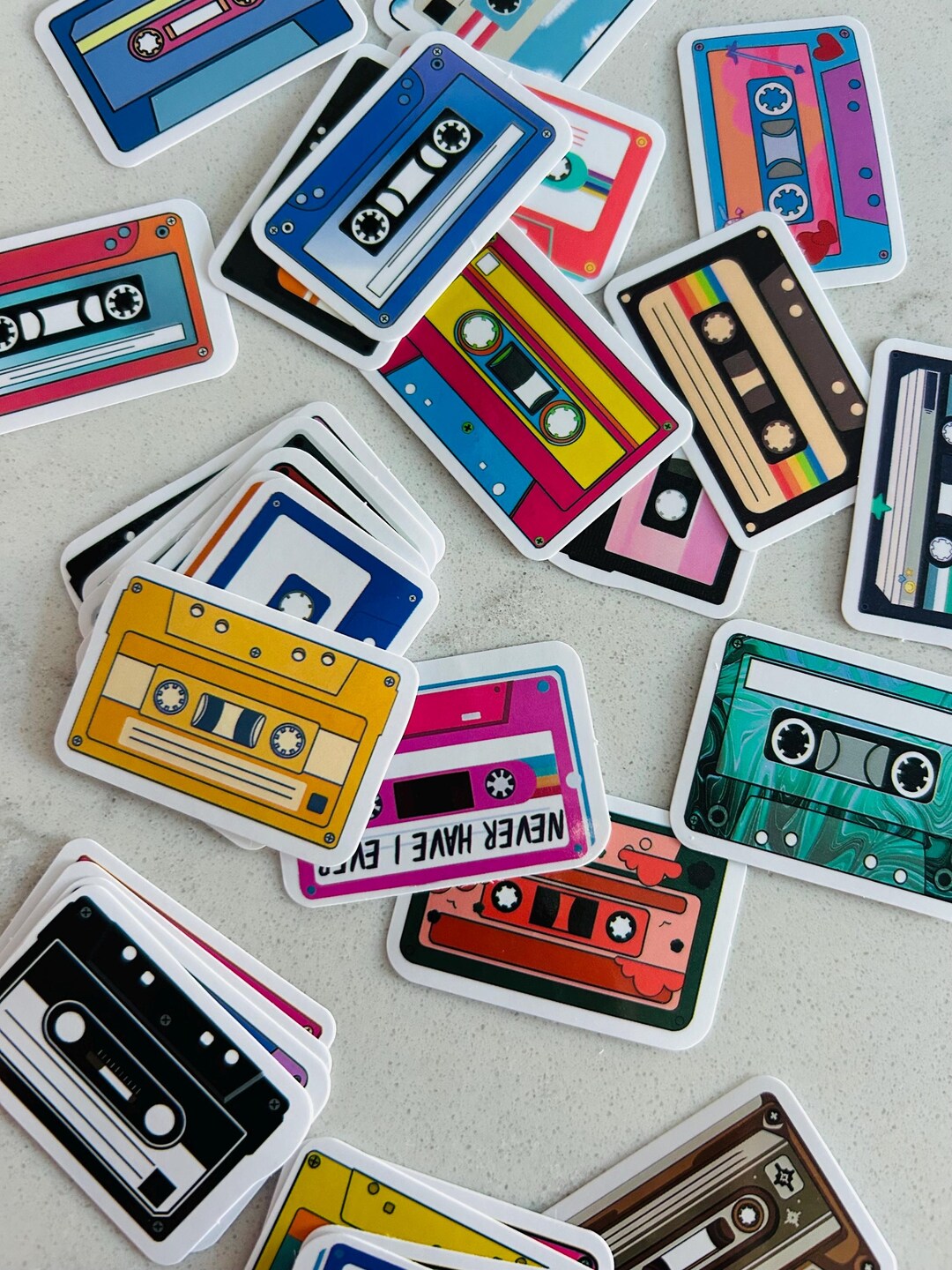 Set of 10 Retro Tape Cassettes Cassette Stickers Novelty Diary Journal ...