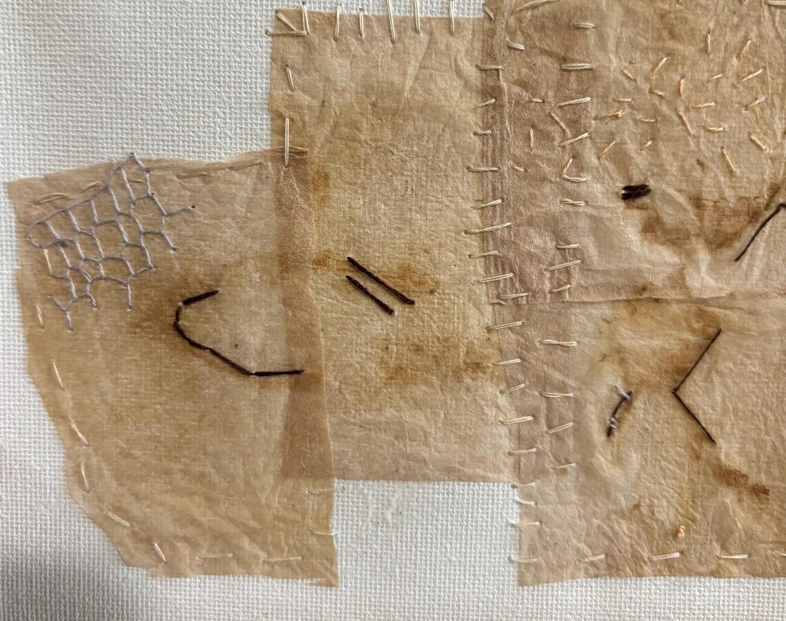 Subconscious Cave Drawings - Embroidered Tea Bags on Canvas - Etsy