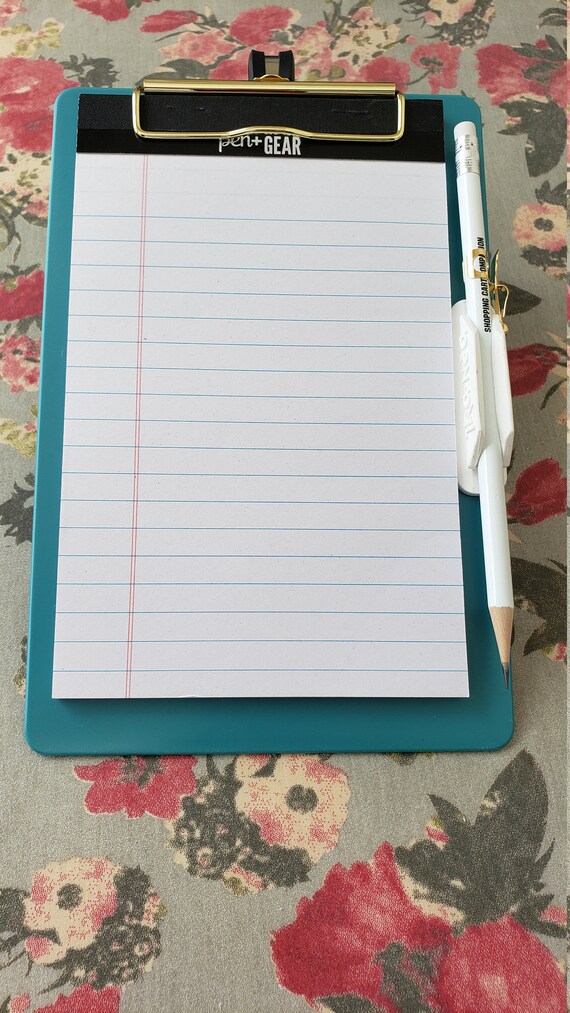 Clipboard W/shopping Cart Hook Pad of Paper Pencil Holder | Etsy