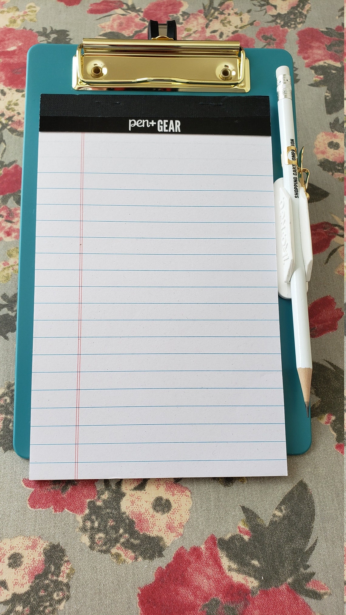 Clipboard W/shopping Cart Hook Pad of Paper Pencil Holder - Etsy