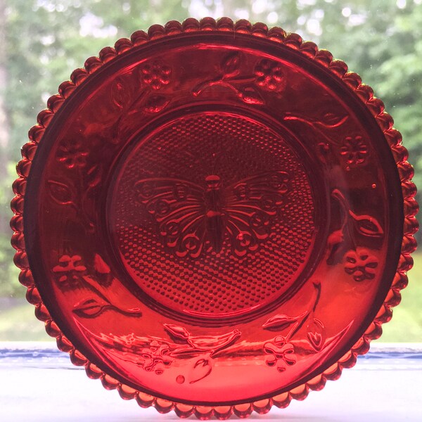 Red Glass Plates - Etsy