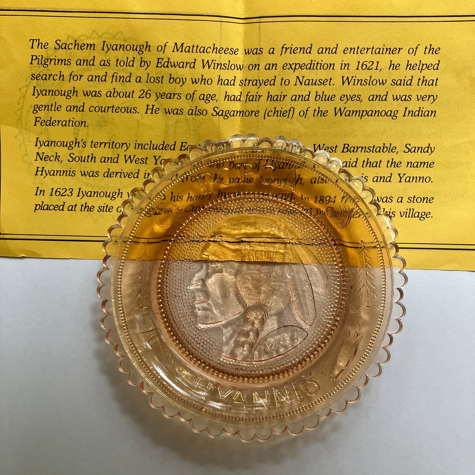 Hyannis Cape Cod Native American Wampanoag Sachem Iyanough Mattacheese ...