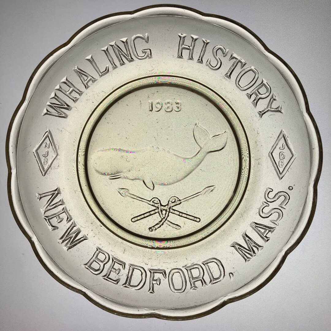 Sperm Whale Decor, Whaling History New Bedford MA, Vintage Millville Art Glass Cup Plate ...