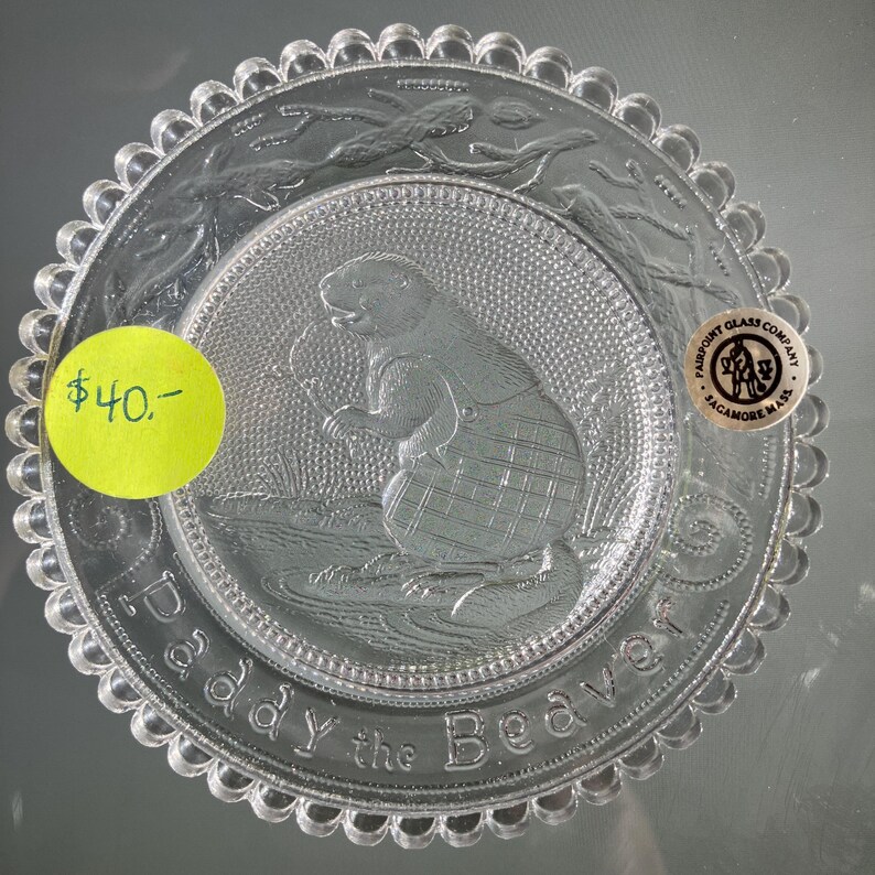 Paddy the Beaver Thornton Burgess Vintage Pairpoint Crystal Cup Plate ...