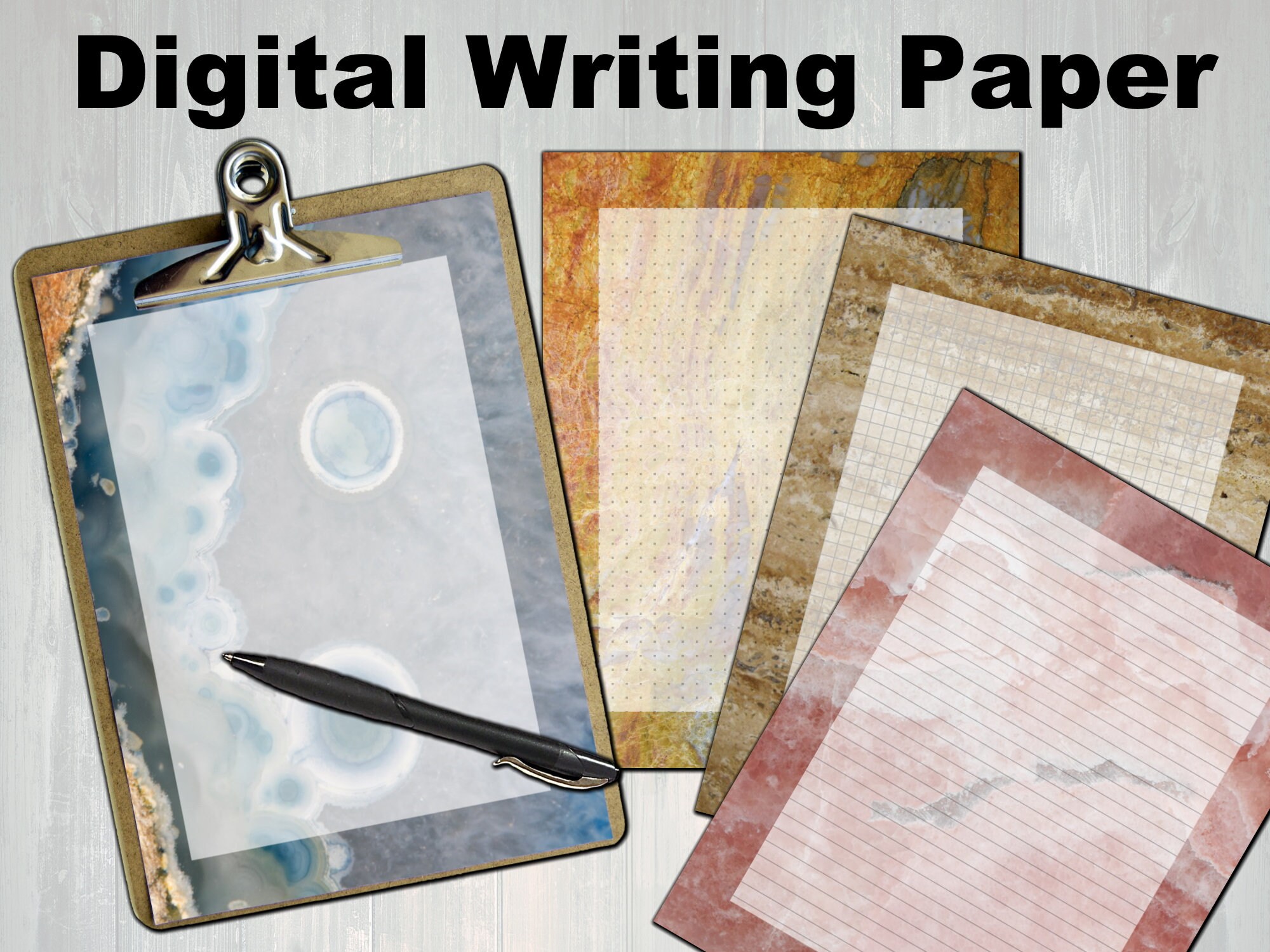 Marble & Stone Digital Writing Paper Perfect for Journals | Etsy