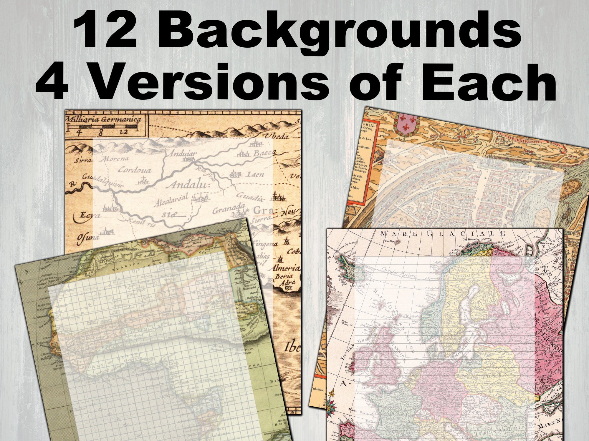 Vintage Historical Maps Digital Writing Paper Perfect for | Etsy