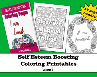 Self Esteem Printable Coloring Page Bundle 12 Pages Self | Etsy