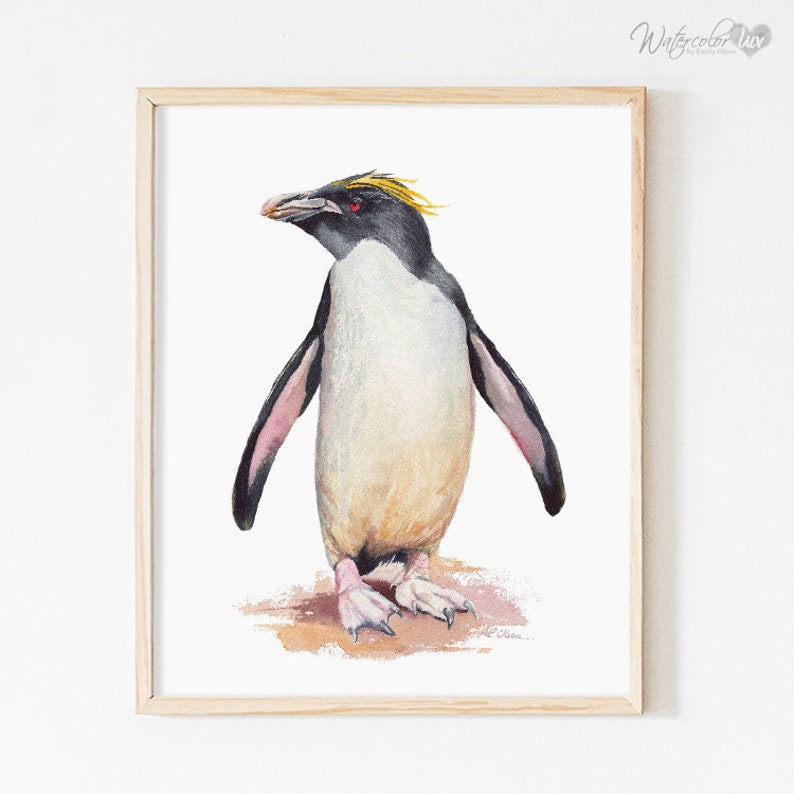 Penguin Art Gift Rockhopper Penguin Art Print Watercolor - Etsy