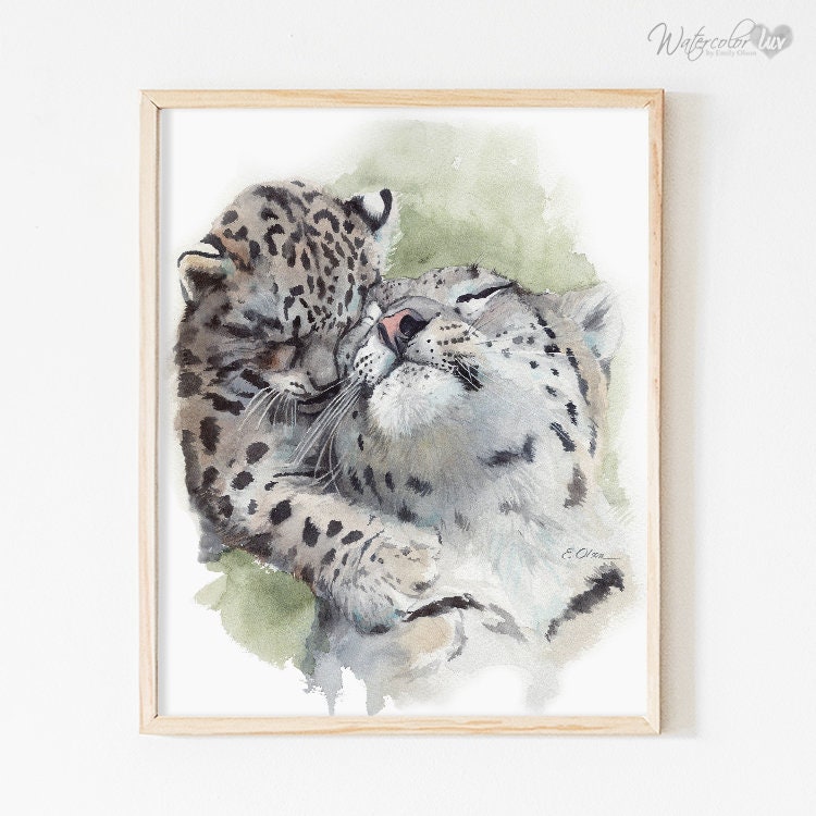 Snow Leopard Cubs With Mom