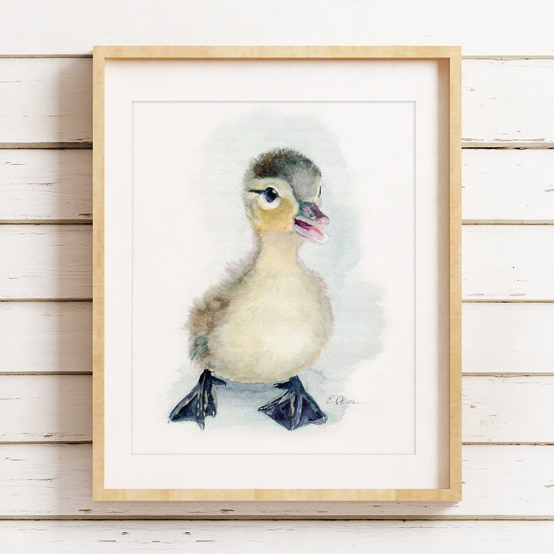 Duckling Art Gift Baby Duck Art Print Watercolor Duck Print | Etsy