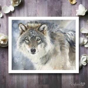Watercolor Timber Wolf Print, Snowy Wolf, High Quality Fine Art ...
