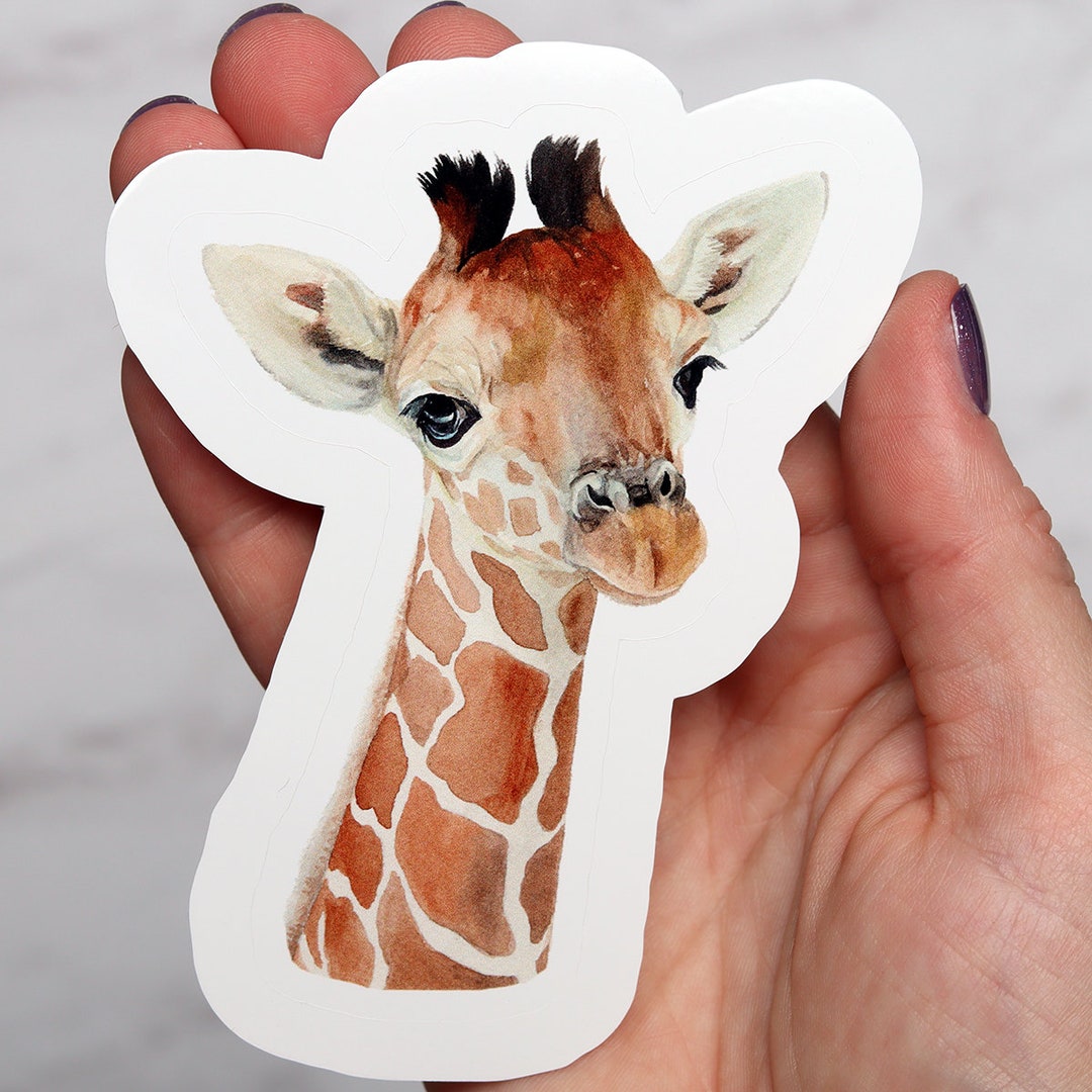 Cute Giraffe Watercolor Vinyl Sticker - for Water Bottles & Laptops ...