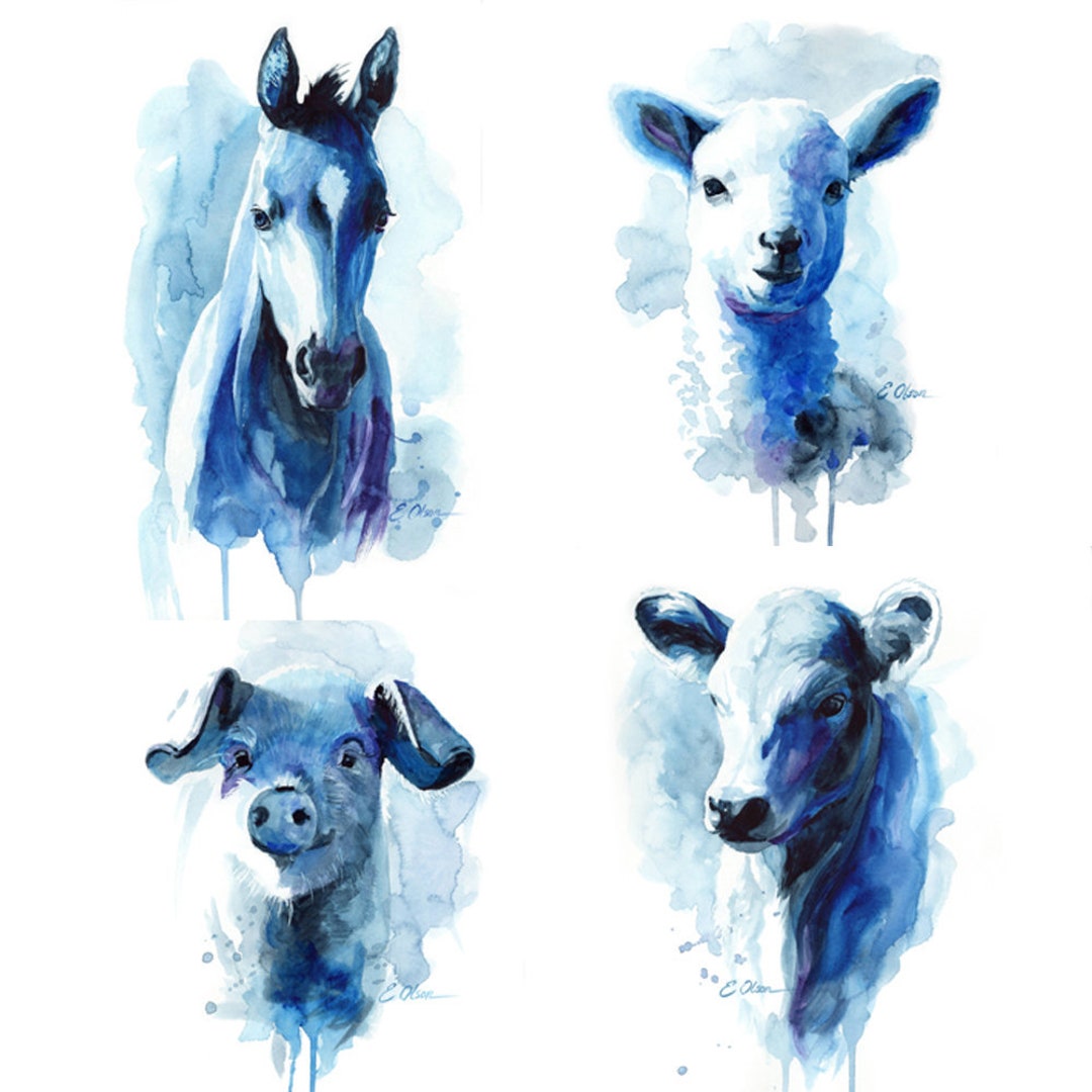 ORIGINAL Watercolor Set, Watercolor Farm Animals, Watercolor Paintings ...