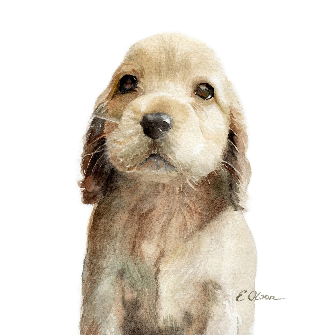 Watercolor Cocker Spaniel Puppy Cocker Spaniel Fine Art - Etsy