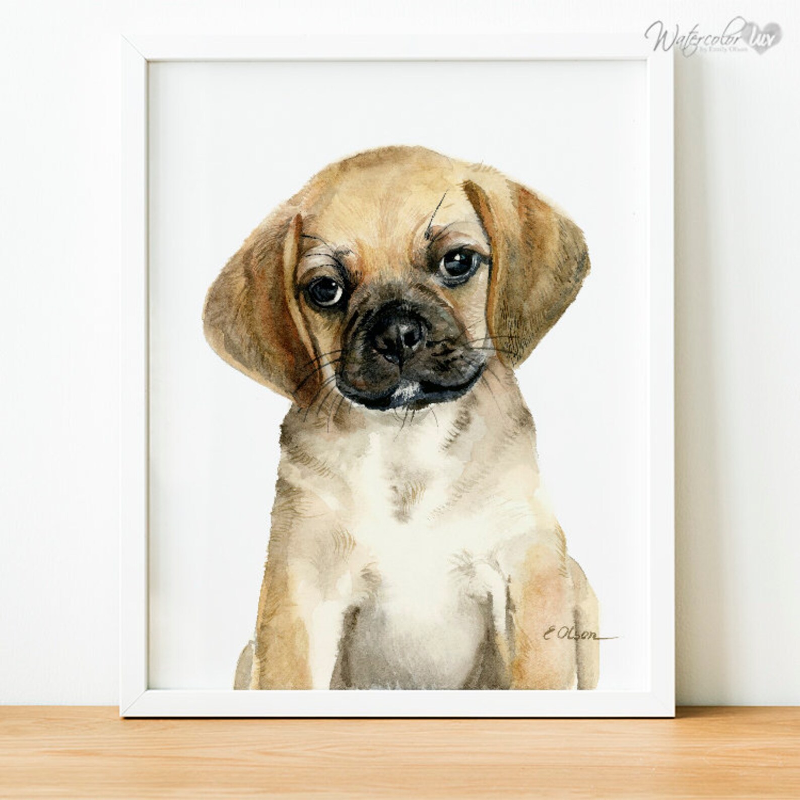 Watercolor Puppy Puggle Fine Art Print Puggle Puppy Wall - Etsy