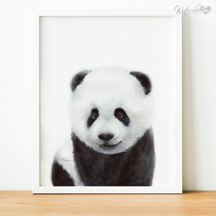 Panda Art Gift Watercolor Panda Art Print Baby Animal - Etsy