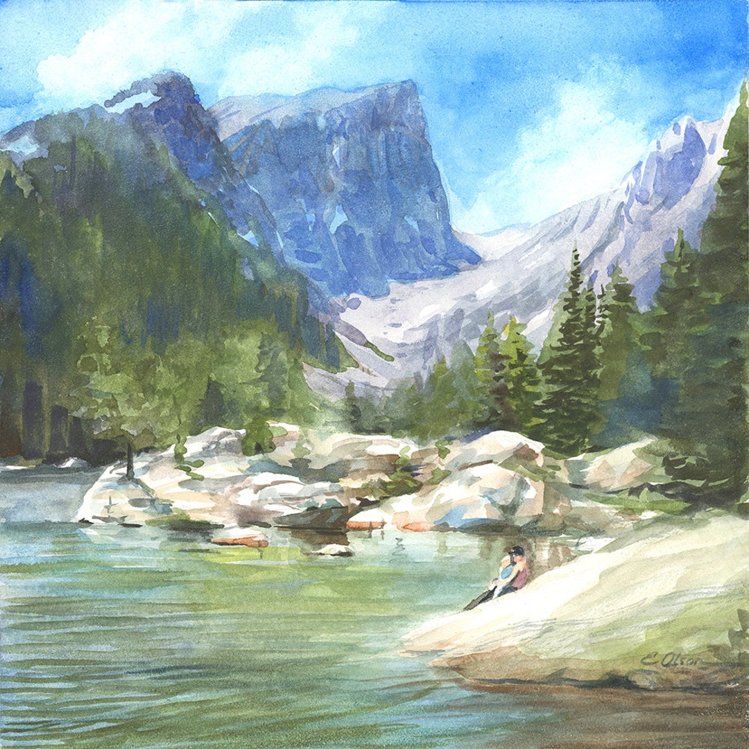 Watercolor Colorado Landscape, ORIGINAL Watercolor Painting, Mountain ...