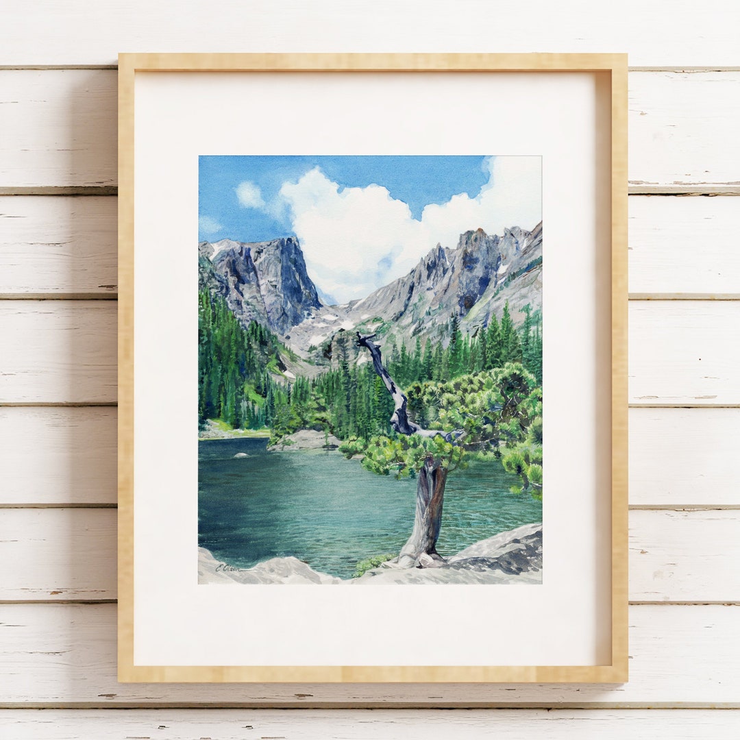 Watercolor Rocky Mountain Art Gift, High Quality Art Print, Mountain ...