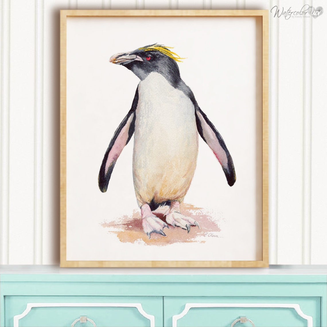 Penguin Art Gift Rockhopper Penguin Art Print Watercolor - Etsy