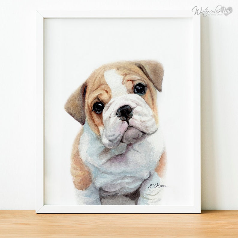 Bulldog Puppy Print Fine Art Print Nursery Watercolor Decor - Etsy