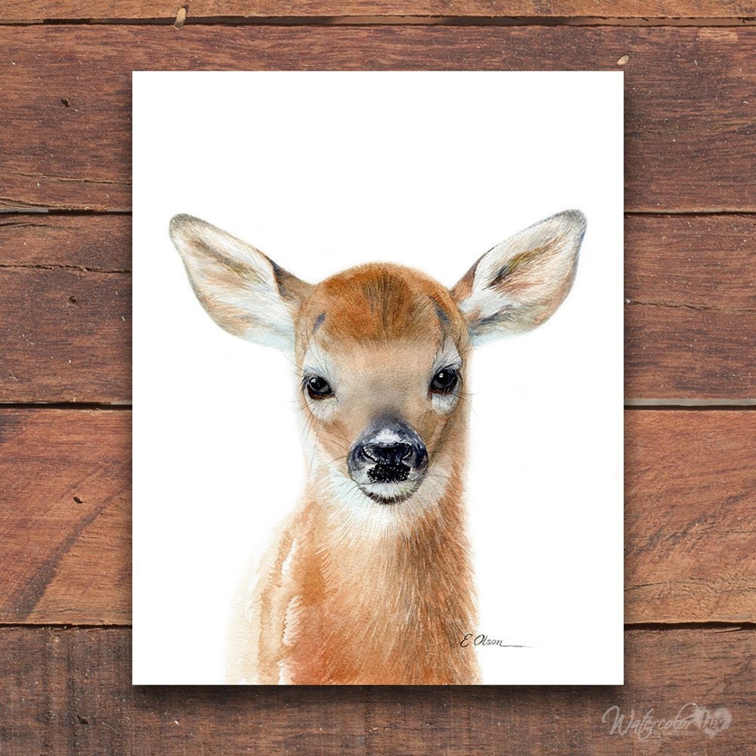 Deer Art Gift, Watercolor Baby Deer Art Print, Baby Deer Print ...