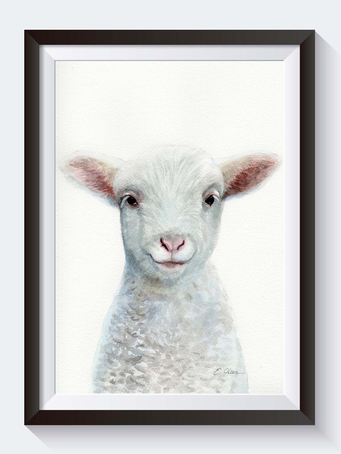 ORIGINAL Watercolor White Lamb Painting Lamb Wall Art Decor - Etsy
