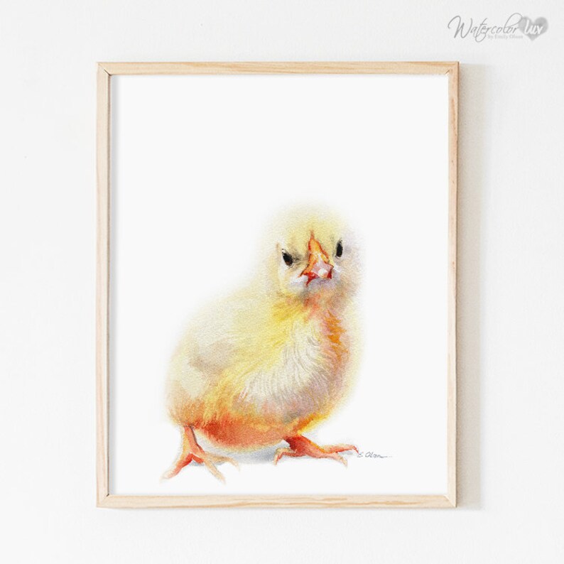 Chick Art Gift Baby Chicken Art Print Watercolor Baby Chick | Etsy