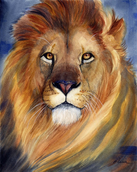 Watercolor Lion Face