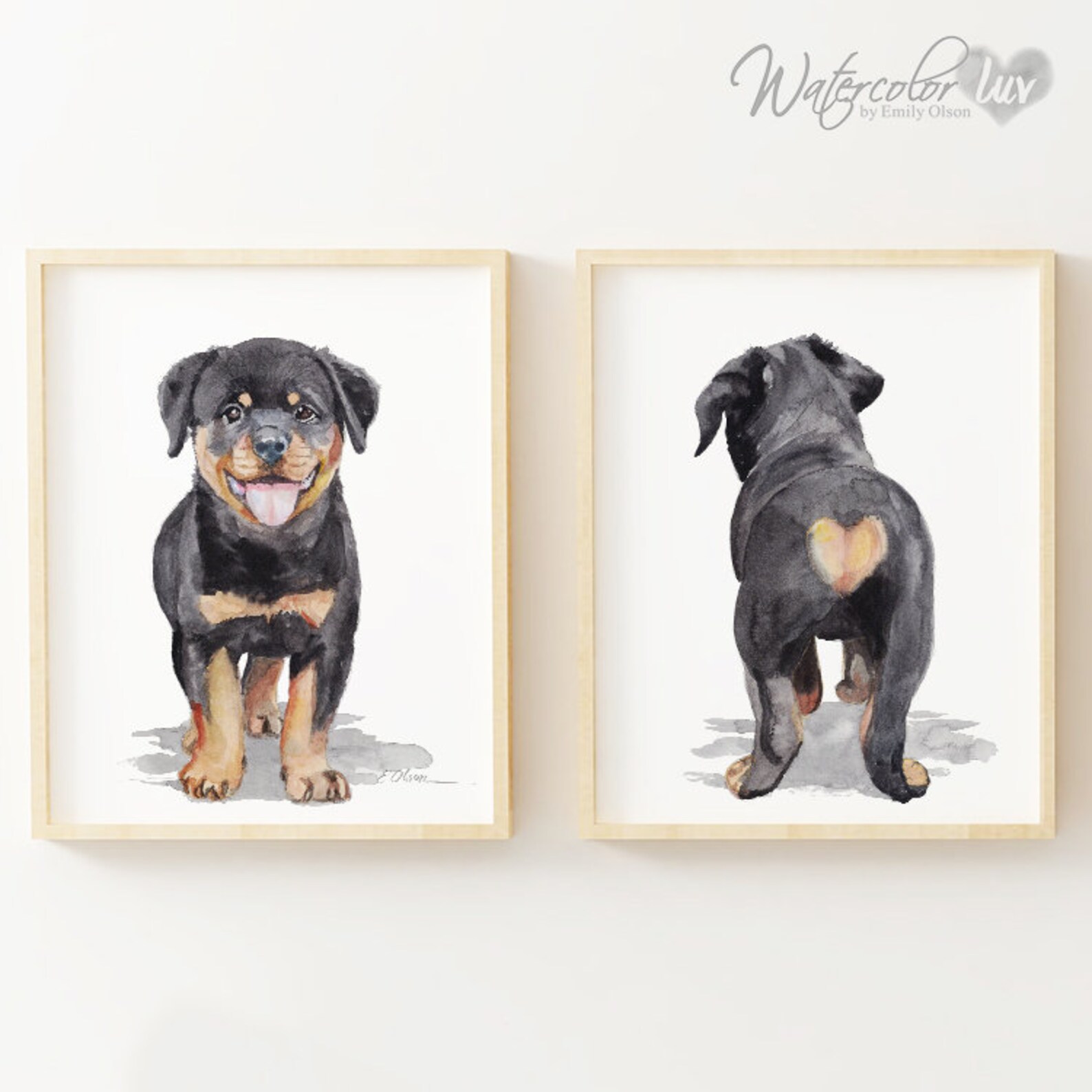 Rottweiler Puppy Nursery Animal Prints Set of 2 Prints Puppy | Etsy
