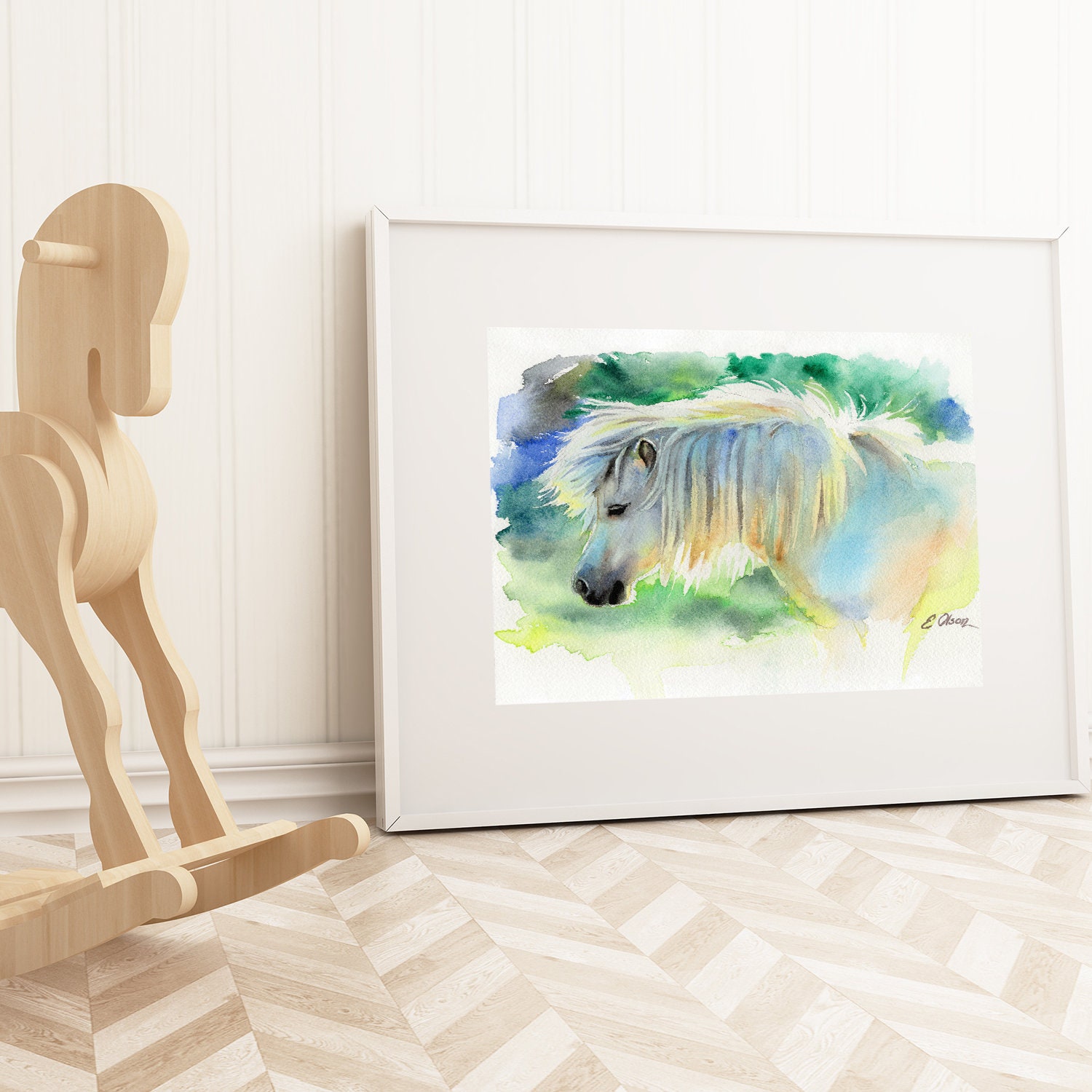 Watercolor White Horse Print Watercolor Miniature Horse - Etsy